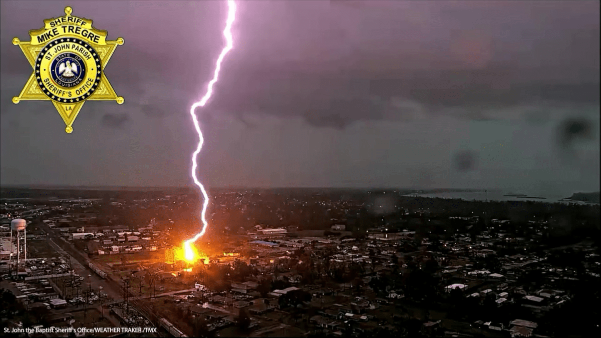 Dramatic lightning strike hits close to nursing home and church